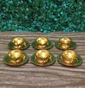 GODS CHOICE Brass Plate Agal Diya For Pooja/Decor (Pack Of 6) Brass ...