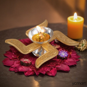 YCMART Braas swastik diya for pooja | Brass Table Diya Price in India ...