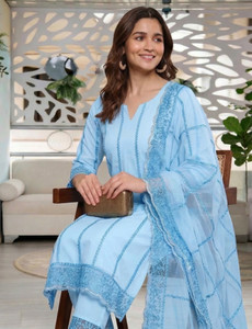 Blue Wish Women Kurta Pant Dupatta Set - Buy Blue Wish Women Kurta Pant ...