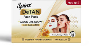 Spinz DeTan Face Pack | Tan Removal Cream | Kojic, Besan & Honey (12g x ...