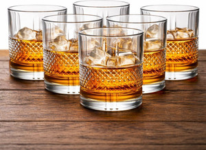 V Bright (Pack of 6) Whiskey Glasses, 340 ML Bar Glass for Drinking ...