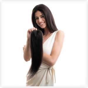 hair originals 100% Natural Human Silk Clip Based Scalp Topper (2X4, 16 ...