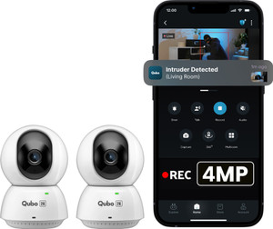 Qubo Smart 360 Ultra 2K Wi-Fi Camera | 4MP [Pack of 2] | AI App Alerts ...