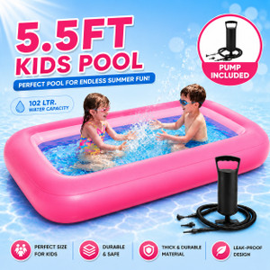 Buddynjoy 5.5 Feet Rectangular Water Bathtub for Kids with Air Pump ...