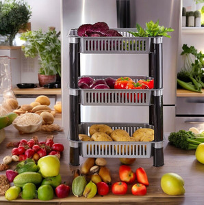 Ecodex Utensil Kitchen Rack Plastic 3 Layer Plastic Kitchen Stand for ...