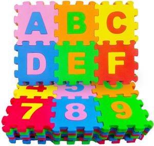 KELOSK Alphabets Number Puzzle Mat for Kids 36 Pieces, Learning ...
