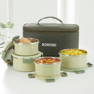 Flipkart.com | BOROSIL Glory Green Microwavable Lunchbox, 4 pcs Set ...
