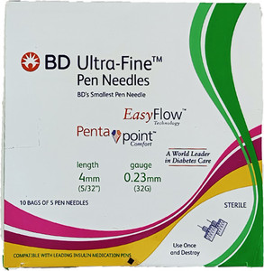 Lisamed BD Ultra-Fine Pen Needles 4mm (32G) Sterile Disposable (100 Pcs ...