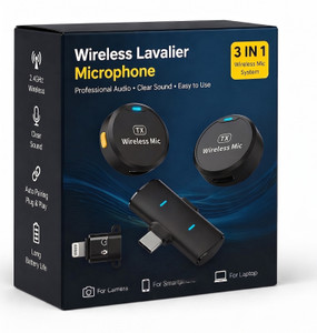 NextFusion 3-in-1 Wireless Lavalier Microphone for iPhone Type-C ...