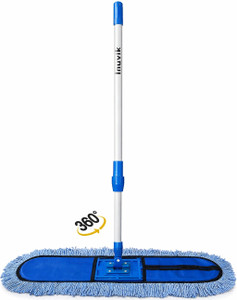 Inuvik 24 Inch Wide Head Wet & Dry Cotton Pad Floor Mop with 5 Feet ...