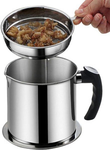 Leftdin Stainless Steel Oil Strainer Pot with Filter & Lid for Reuse ...