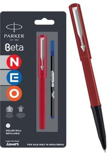 PARKER Beta Neo Chrome Trim Roller Ball Pen| Red Body Color| Roller ...