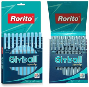 Rorito Glyball 10 Blue 10 Black Ball Pens | Zapp Writing Technology ...