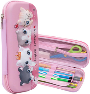 Flipkart.com | TRIONZA 3D Pink Cat Embossed Pencil Pouch for Kids and ...
