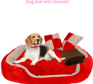 drilly Ultra soft fluffybed with blankett for dogs and cats XL Pet Bed ...