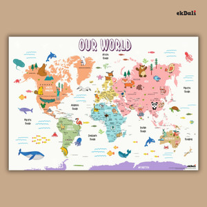 Interactive World Map 24 x 33 Inches with Capitals, Countries ...