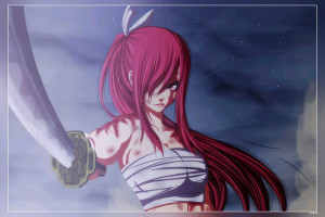 Fairy Tail Erza Scarlet Sword Anime Matte Finish Poster Paper Print ...