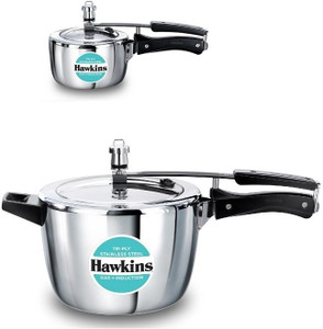 Hawkins Triply Stainless Steel Pressure Cooker 4.5L(HSST45), 1.5L ...