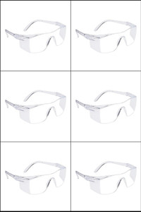 GrahLogy Unisex Plastic White Transparent Goggles/Sunglass (Pack Of 6 ...