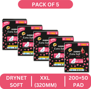 Extra Soft Jumbo Maxi XXL Sanitary Pads - Pack of 5 (250 Pads) Sanitary ...