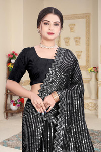 Black Sequin Saree - Buy Black Sequin Saree online at Best Prices in ...