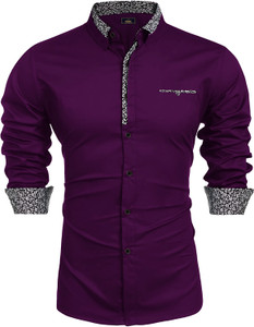 Webric Men Solid Casual Purple Shirt - Buy Webric Men Solid Casual ...