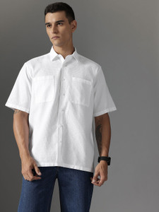 FCUK Men Self Design Casual White Shirt - Buy FCUK Men Self Design ...