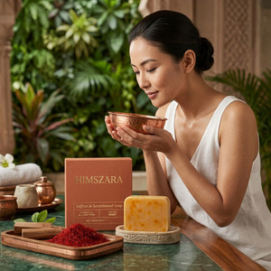 Himszara Sandalwood Kesar Soap for Acne, Dark Spot Reduction & Pore ...