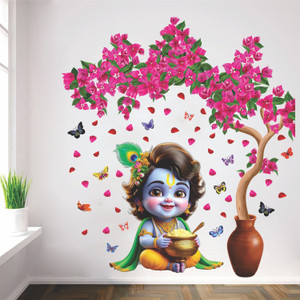 Divine studio 32 cm Lord Krishna Playing With pink tree strip bitch and ...