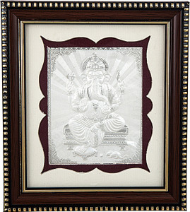 Siri Creations 999 Pure Silver Photo Frame Size 2 God Ganapathi Wooden ...