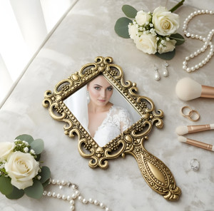 SP Handicrafts SP Handicrafts Gold Plating Metal Hand Mirror for Makeup ...