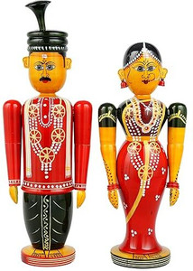 True Facility Handmade Wooden Bride and Groom Showpiece (2 Nos.) Big ...