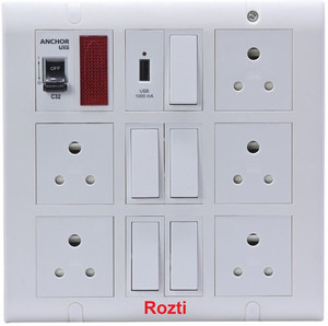 Zraxx 18 Modular PVC 6A 3 Pin Modular Socket-5 5 Socket Extension ...