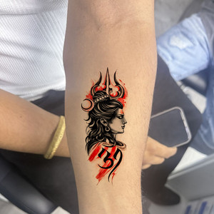 cromeva Mahakal with Trishul and Om Waterproof Temporary Tattoo for ...