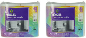 Excel Restroom Rolls 4 in 1| Pack of 2 | 450 Pulls Each| 2 Ply Toilet ...