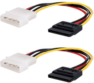 WiredCom Power Sharing Cable 0.2 m 2Pcs 4 Pin IDE Molex Male to 15 Pin ...