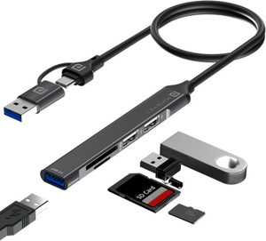 Portronics Mport 31 Plus USB Hub (5-in-1), USB & Type-C Plugs, USB 3.0 ...