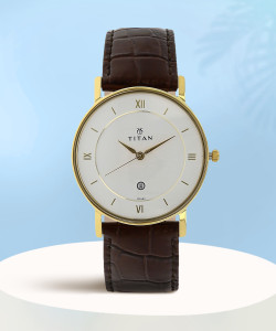 Titan NQ9162YL01 Titan ClaStainless Steelique with Date White Dial ...