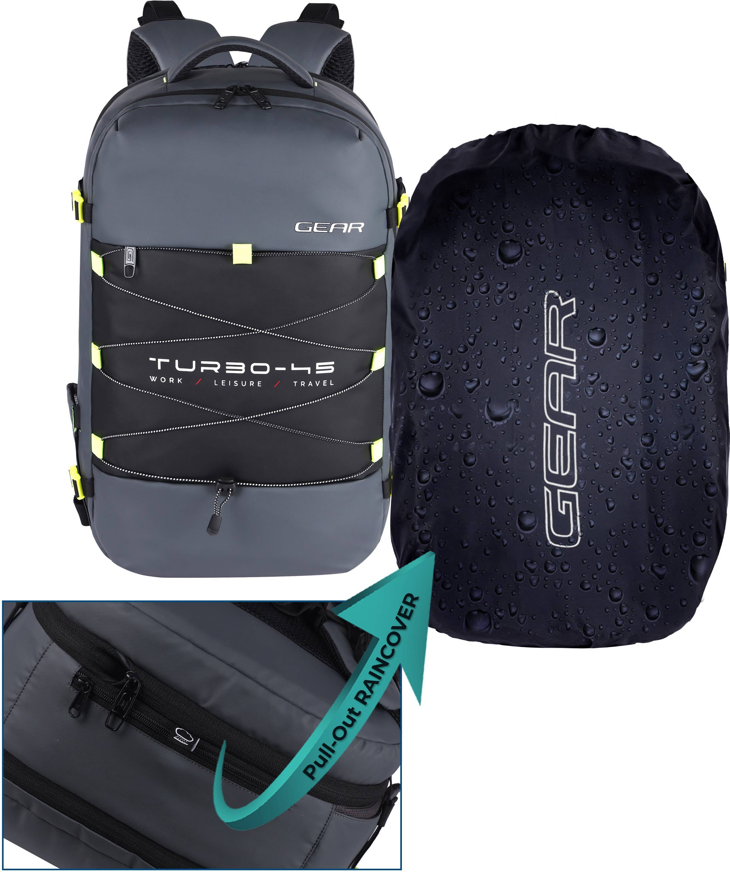 Gear Turbo 45 Expandanle Travel Backpack 45 L Laptop Backpack Grey ...