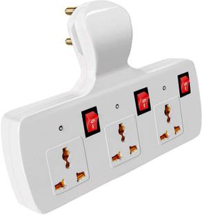 DECOBELL 3 Pin 3 Way Universal Multiplug with Individual Switch ...