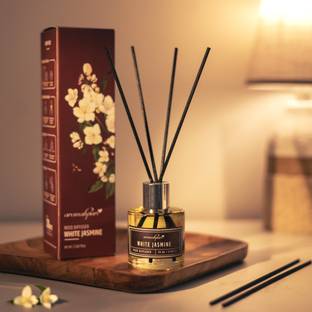 Aromahpure Reed Diffuser with 6 Fiber Reed Sticks | Jasmine Room Air Freshener For Home Diffuser ...