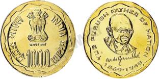 newway 60 Gm - 1000 Rs. 1869-1948 Mahatma Gandhi Goldplated Fancy Coin ...
