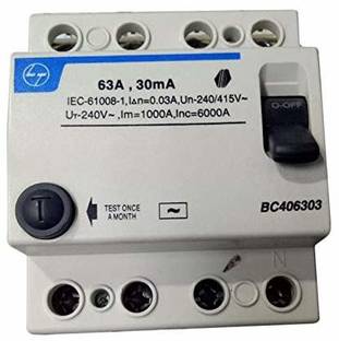 L&T RCCB/ELCB 30mA 63A 4 Pole (Standard Size, White) 63A-4Pole_MCB MCB ...