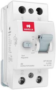 HAVELLS RCCB/ELCB 'AC' TYPE DP Rating Current: 63A & SSenstivity:30mA ...