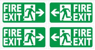 Signved Night Glow Fire Exit Signage, 4 Pic Radium Sunboard Sign, 12x6 ...