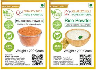 QY1 Masoor Dal Powder (200 Gram) With Rice Powder Face Pack (200 Gram ...