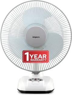IMPEX Rechargeable Table Fan (BREEZE D3) with LED Light 305 mm 3 Blade ...