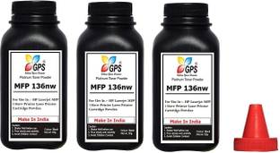 Black HP LASER MFP 136nw TONER POWDER PACK OF 3 BOTTLE 80 GMS. Black ...