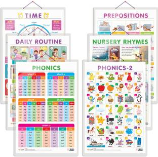 Set of 6 TIME, DAILY ROUTINE, NURSERY RHYMES, PREPOSITIONS, PHONICS - 1 ...