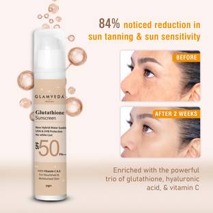 Glamveda Sunscreen Spf 50 Pa Glutathione Vitamin C Broad Spectrum Blue ...